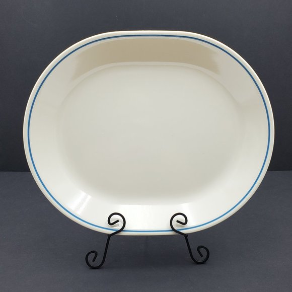 Corelle | Dining | Corelle Platter Beige Oval Serving Dish With Blue ...